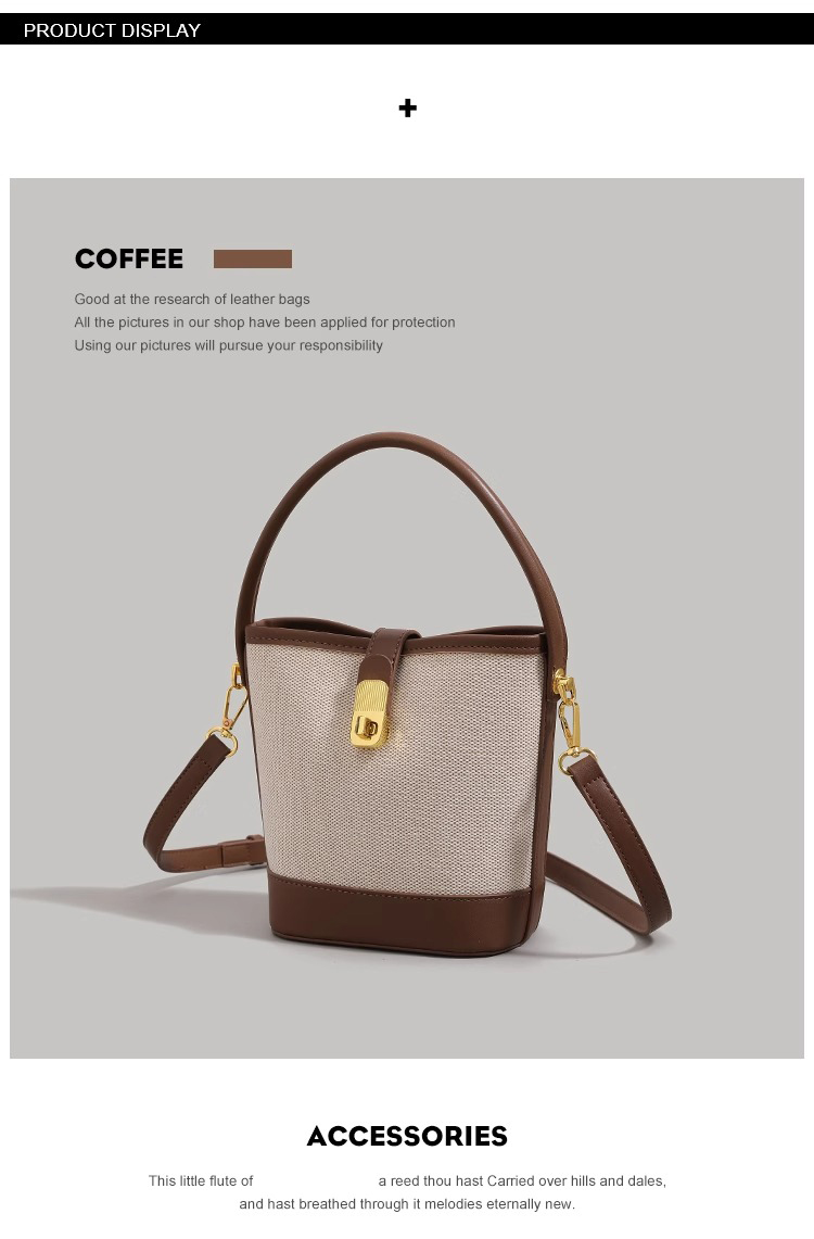 UR High-grade Texture Bucket Bag Women's 2024 New Fashionable Popular Handbag All-match Commuter ...