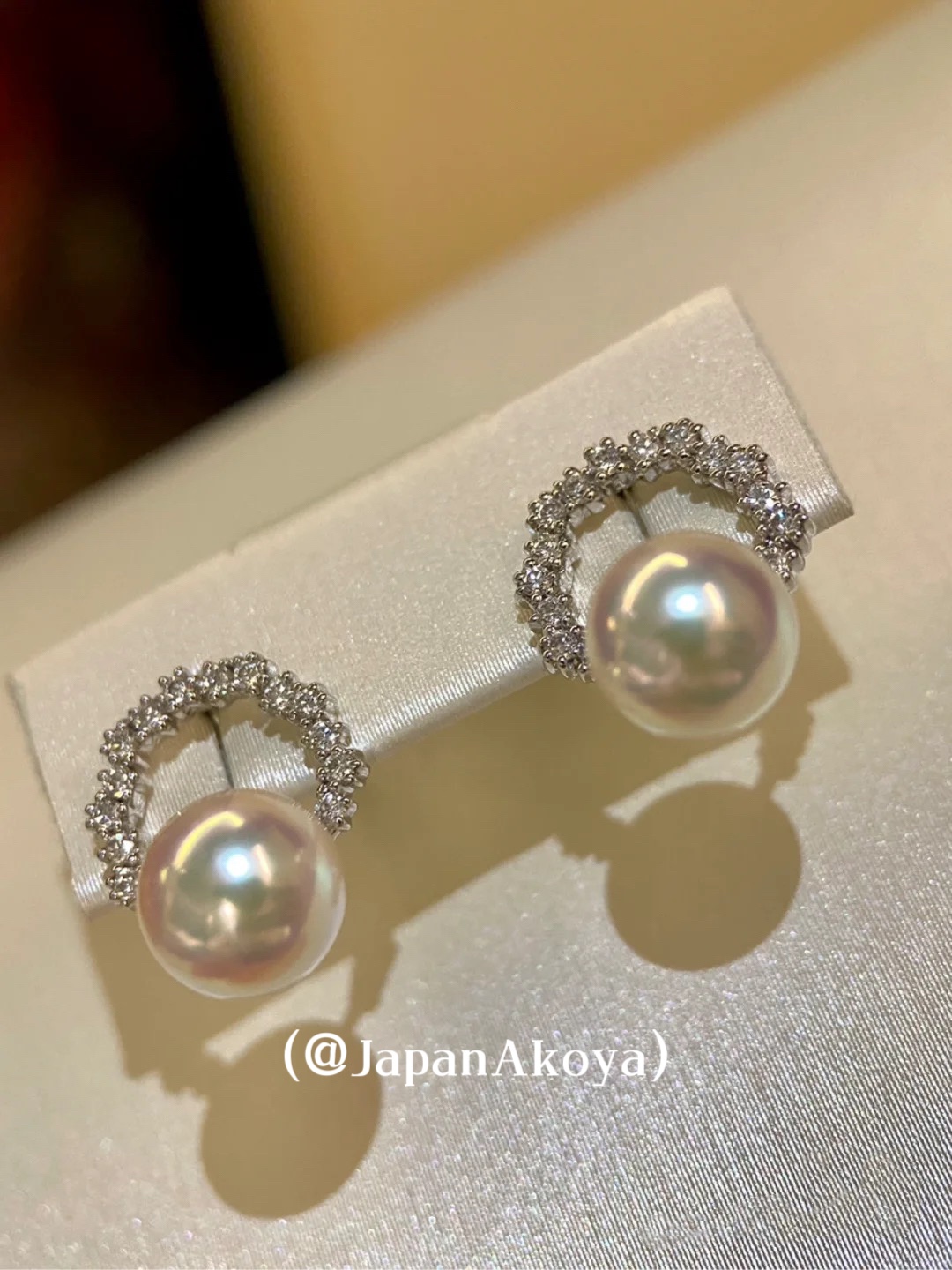 Japanese Imported Sea Water akoya Tienu Earrings Strong Light Josie 18K White Gold Design ...