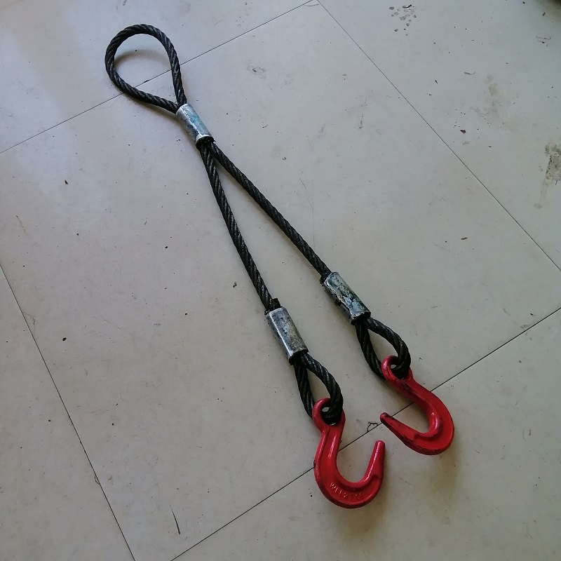 15毫米吊装钢丝绳套压扣一拖二搬运起重索具塔吊厂区维修作业工具_虎窝淘