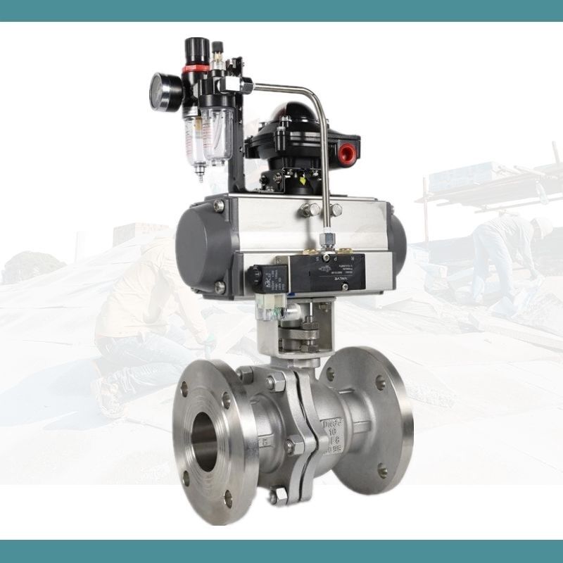 定制Q641F-16P不锈钢304法兰气动球阀四氟密封硬密封高温 DN50 6_虎窝淘