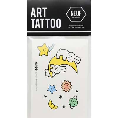 NEUF弗防水纹身贴《月兔宝宝》星星月亮小白兔可爱彩色夜晚好梦