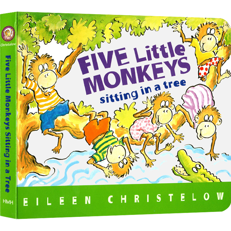 英文原版绘本五只小猴子系列 Five Little Monkeys Sitting in a Tree纸板书廖彩杏书单推荐儿童启蒙图画故事绘本_虎窝淘