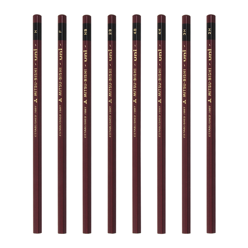 日本UNI三菱1887木杆铅笔|可进行硬度测试|一支价格 2b/hb素描儿童绘画学生不易断六角杆正品2h六棱铅笔_虎窝淘