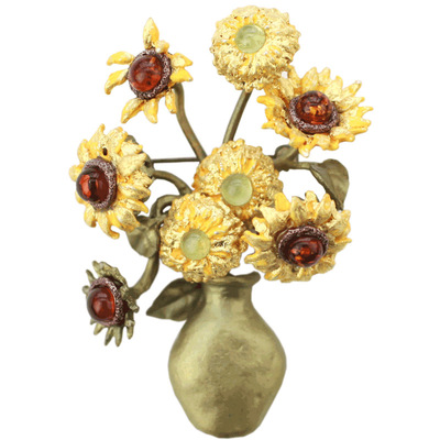 梵高向日葵小众复古别针