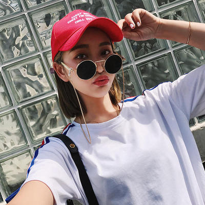 速发复古圆框墨迪金偏风街拍造型蹦镜嘻哈属光太男潮