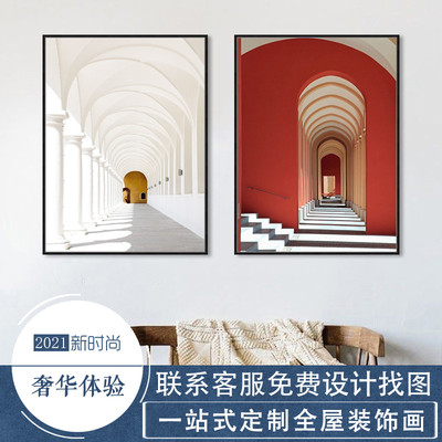 欧式宫廷建筑装饰墙画客厅玄关过道走廊壁画现代摄影挂画