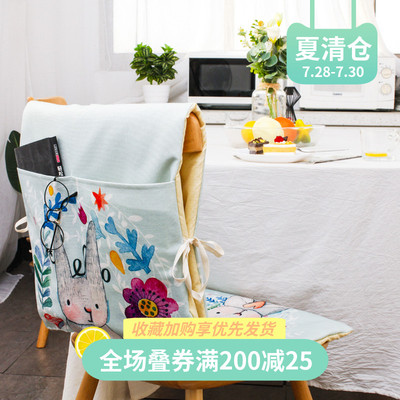 MZao简约棉麻连一体椅子垫四季办公室北欧素色餐椅垫四季靠背坐垫