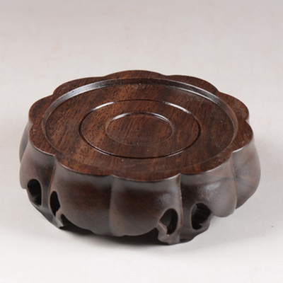 琴书侣 实木雕黑梓木整料圆形底座 花瓶石头紫砂茶壶佛像实木底座