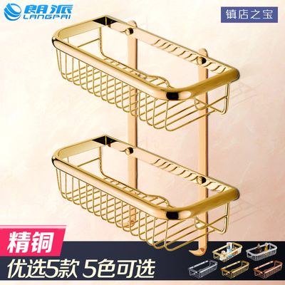 欧式金色三角篮全铜网篮方篮仿古双层卫生间浴室拐角置物架壁挂