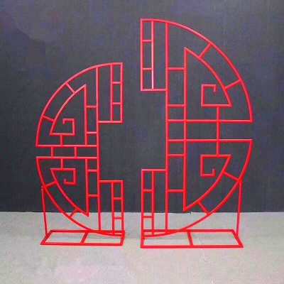 保真速发中e式婚礼屏风铁艺婚庆道具拱门复古背景墙摆件汉式新场