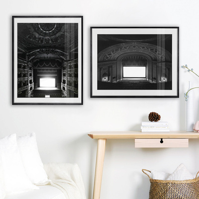 杉本博司黑白建筑摄影风景照片装饰画客厅挂画餐厅酒店卧室实木画