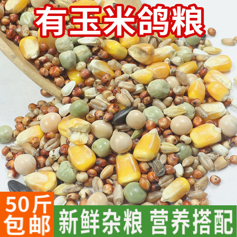 50斤装有玉米鸽粮赛飞营养饲料鸟食信鸽观赏鸽肉鸽粮鸽子食