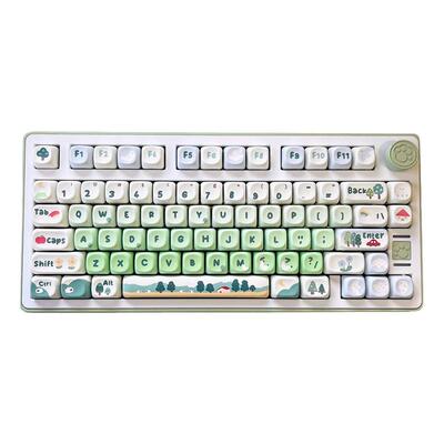 猫尔本MOA高度森林飞鸟141颗小清新绿色系十字热升华机械键盘键帽