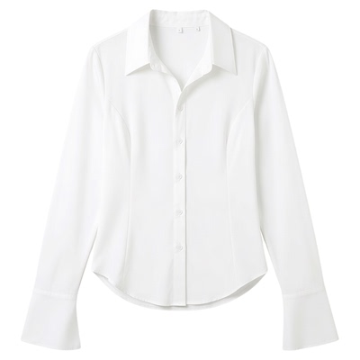 Strap horn long sleeved waist cinching shirt喇叭长袖收腰衬衫