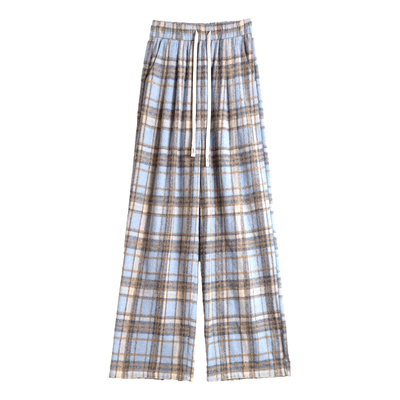 真维斯温柔蓝色格子裤