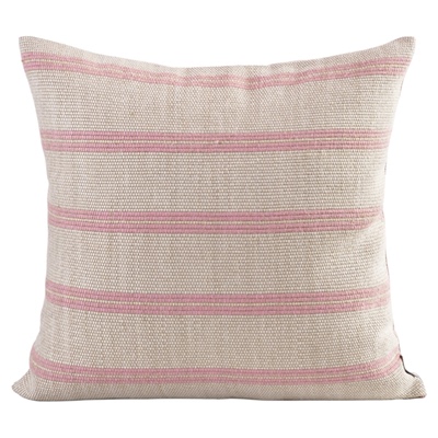 粉色条纹肌理亚麻羊毛混纺抱枕