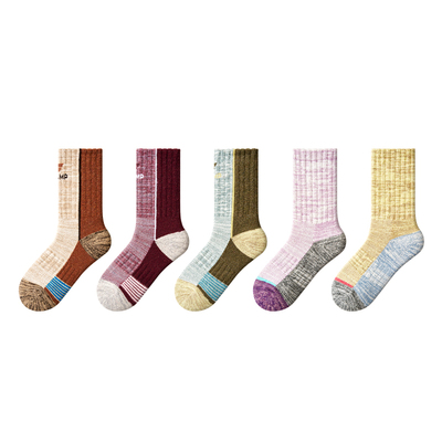 派米户外登山条纹羊毛中筒袜