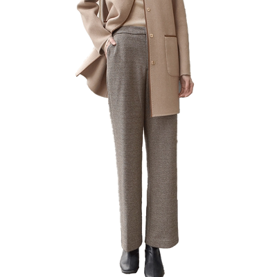 气质百搭加厚绵羊毛斜纹长裤女