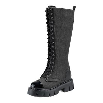 艾今26春新11.5cm增高绑带长筒靴