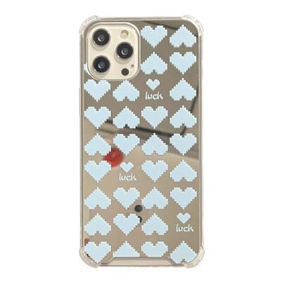 蓝色爱心苹果ins小众个性手机壳