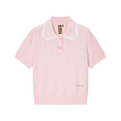 ANNASUI安娜苏运动Master大师系列高尔夫翻领短袖针织衫T恤女修身