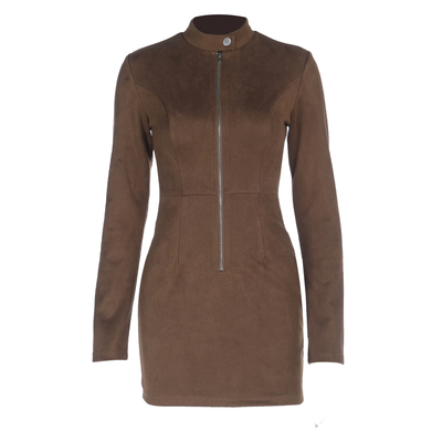 纯欲甜辣立领长袖包臀连衣裙