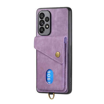 口袋放证件套适用三星a53手机壳A54保护壳A34钱包A14卡包A13卡夹A56卡片A33卡套a52s可插卡A36手腕带支架case