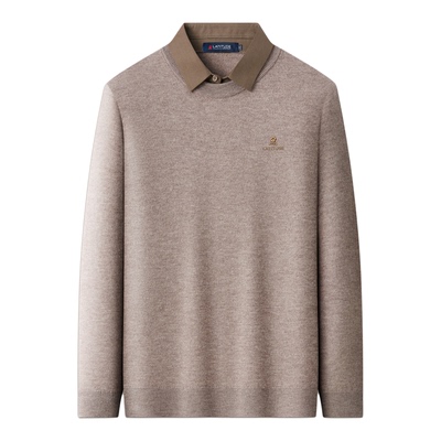 梦特娇男士轻奢纯羊毛针织打底衫