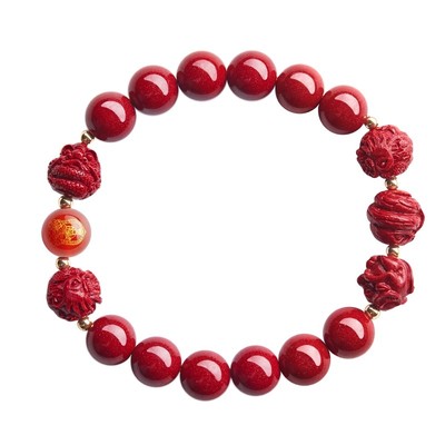 普陀山天然原矿朱砂三合六合手串紫金砂本命年十二生肖手链