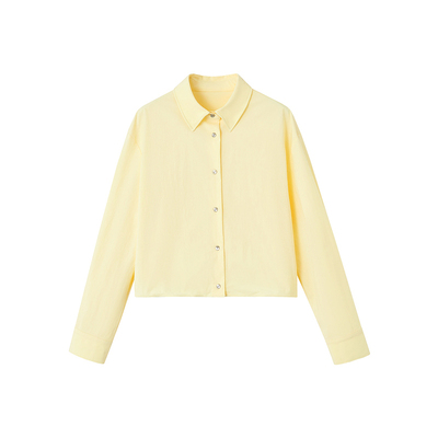 indicia标记2026春季新款清新奶黄温柔百搭利落短款衬衫L2A6CS024