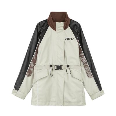 REVAN芮范设计师款干练质感皮料拼接外套RM70110326