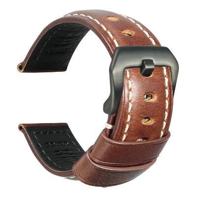 迈刻时22mm24mm复古牛皮真皮表带