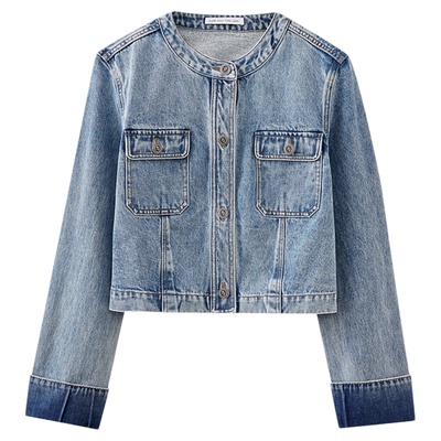 水云间复古港风做旧短款牛仔夹克外套女长袖上衣浅蓝色宽松2026秋