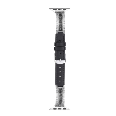 适用iwatch表带方钻金属牛仔皮革