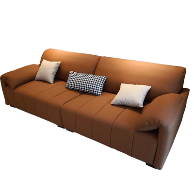 ZYCY奶油风头层牛皮钢琴键沙发