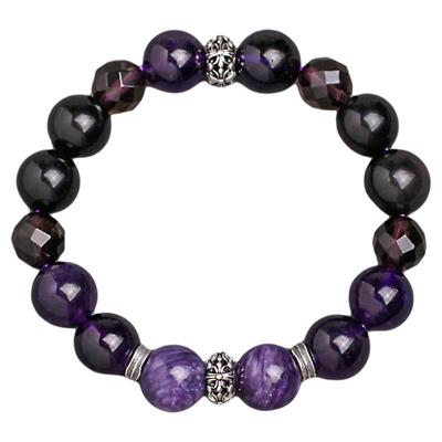 九紫离火天然水晶紫水晶紫龙晶纯银原创设计手串手链男女送礼礼物