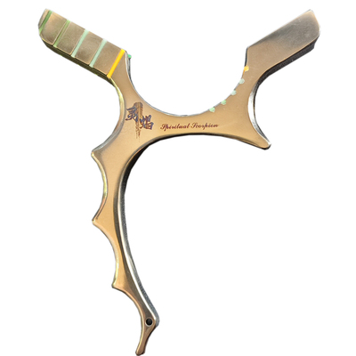 新款钛合金双卡缝大撑头斜握弹弓