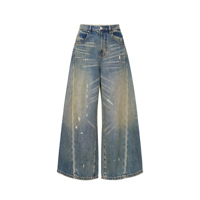 DEFINED.Z/ZD [茧序] 26春coffee&tea猫须做旧直筒阔腿脏脏牛仔裤