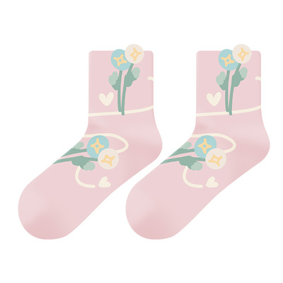 植物花卉短袜女吸汗透气春秋