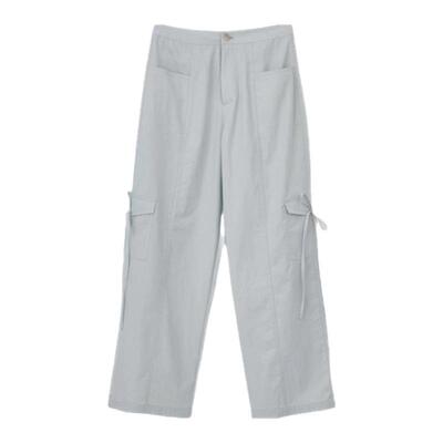 【现货】fletta bloom韩国设计师宽松绑带蝴蝶结工装裤休闲运动裤
