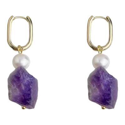 2025新款天然石紫水晶耳环