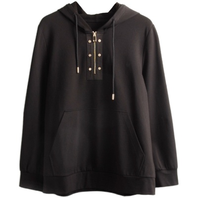 胖太太卫衣连帽拉链设计宽松舒适