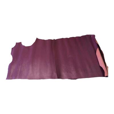 紫红色十字纹头层牛皮皮料清仓