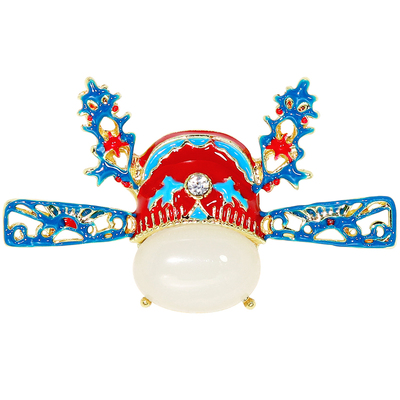 国潮猫眼石珐琅胸针状元及第别针