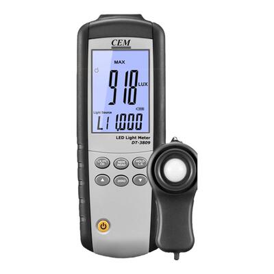 CEM多功能照度计DT3809亮度计LED光强度测试仪40万LUX/CD测光仪表