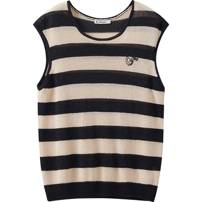 播商场同款无袖航海条纹针织T恤女夏季新款轻薄上衣BDS2SD2357