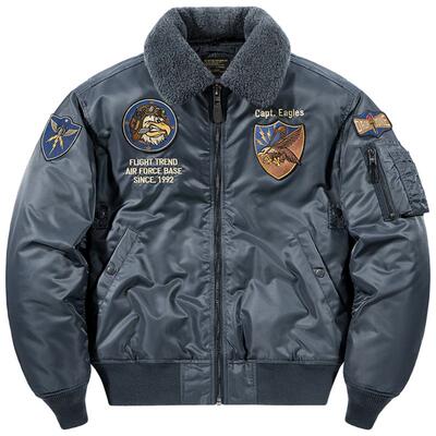 冬季加厚可脱卸毛领飞行服棉衣