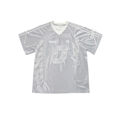 短袖贴布绣蕾丝拼接oversize