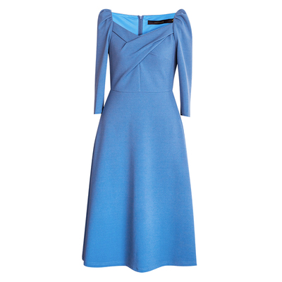 罗衣知性泡泡袖大摆连衣裙