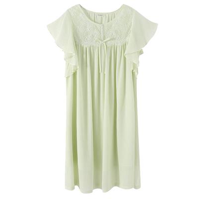 圆领蕾丝短袖睡裙罗丝美女真丝